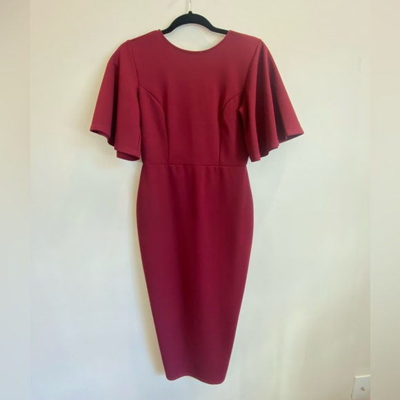 Boohoo | Dresses | Maroon Midi Dress With Sleeves | Poshmark